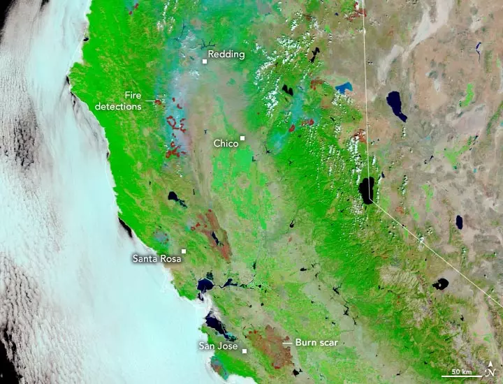 MODIS False Color California Burn Scars Agosto 2020 Anotado