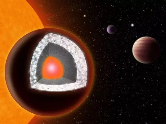 Super Earth Planet 55 Cancri E Lehen baino karbono aberatsa baino gutxiago