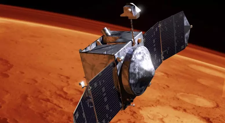 Konstnärskoncept av MAVEN och Mars