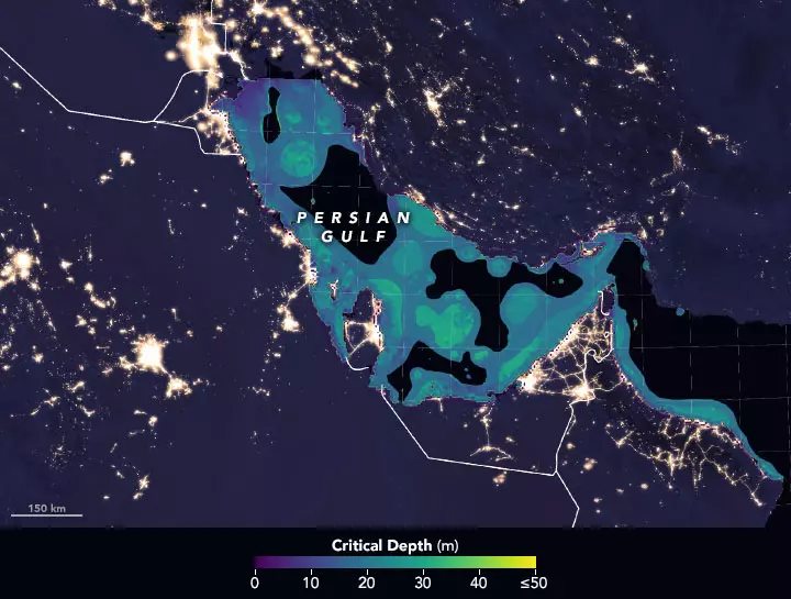 Luz artificial del Golfo Pérsico anotada