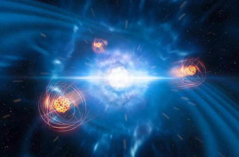 Estroncio que emerxe dunha fusión de estrelas de neutróns