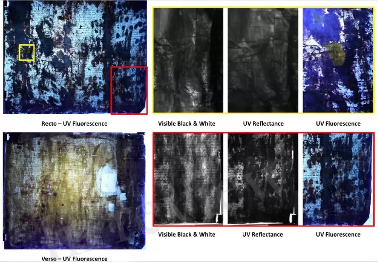 Esame di fluorescenza UV pergamena