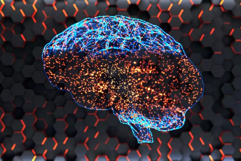 Smegenų technologijų dirbtinio intelekto koncepcija