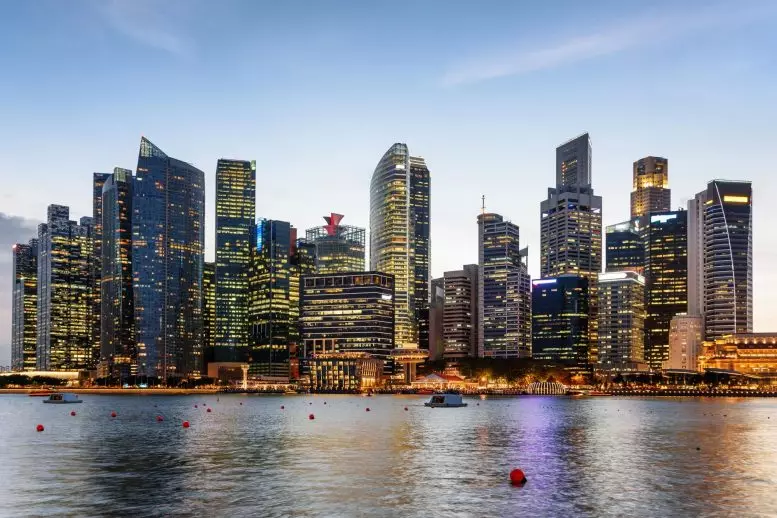 Marina Bay en het centrum van Singapore