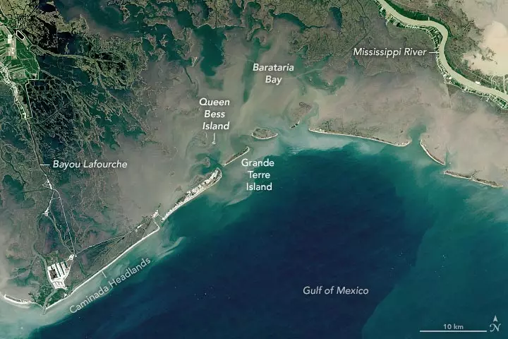 Barataria Bay Luizjana 2020 z adnotacjami