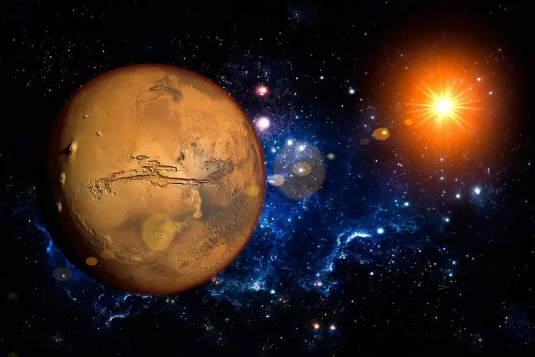 Marsa planētas vēstures ilustrācija