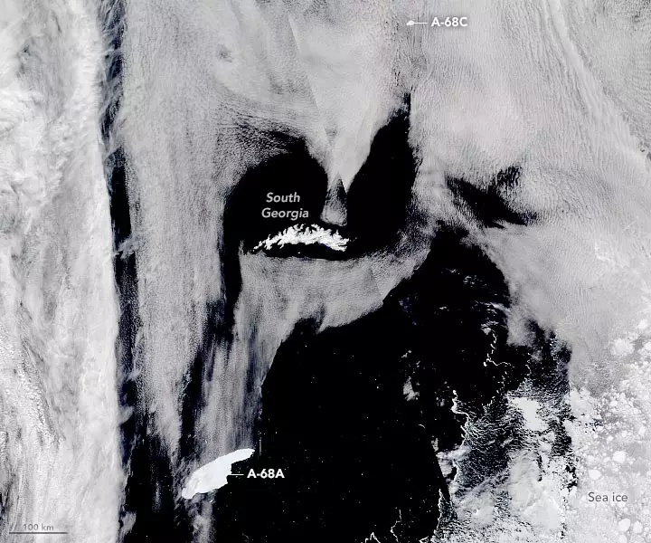 Iceberg A 68A South Georgia Annotated