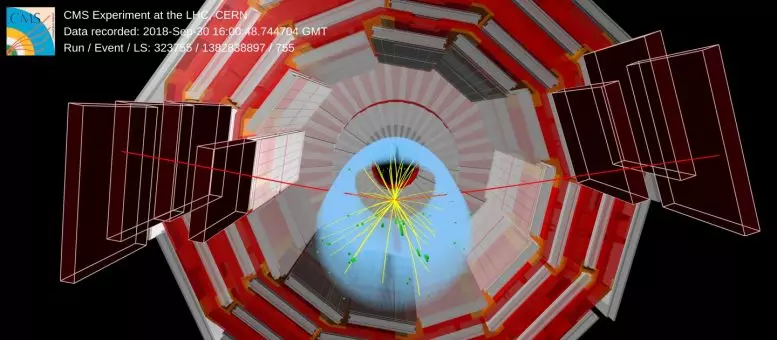 CMS-gebeurtenisweergave Higgs-bosonverval tot twee muonen