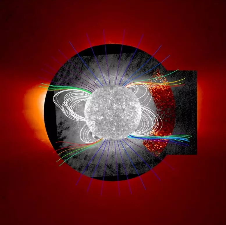الشمس المفتوحة المجال المغناطيسي خطوط الهيليوم