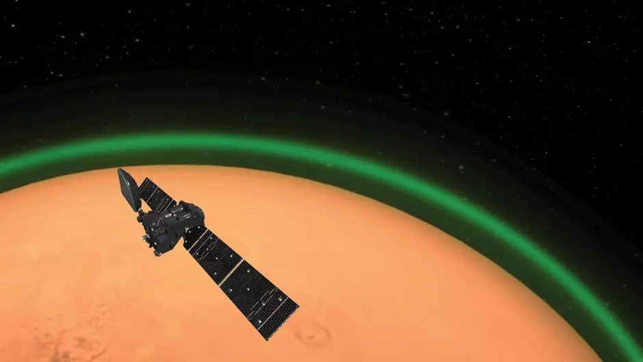ExoMars Trace Gas Orbiter iezīmē dienasgaismas zaļo skābekli uz Marsa