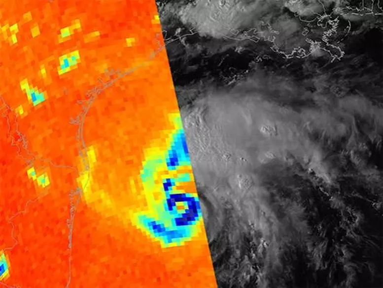 Mikrovlnný jas Teplota Hurricane Harvey