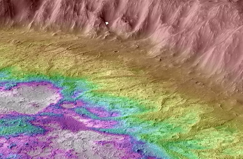 Martian Crater Waasser Topographesch Kaart