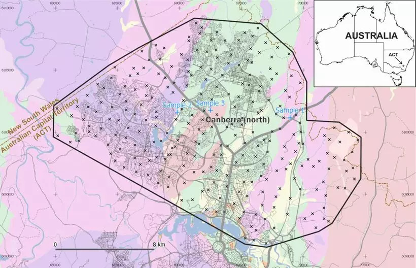 Mapa sa Canberra Test Samples