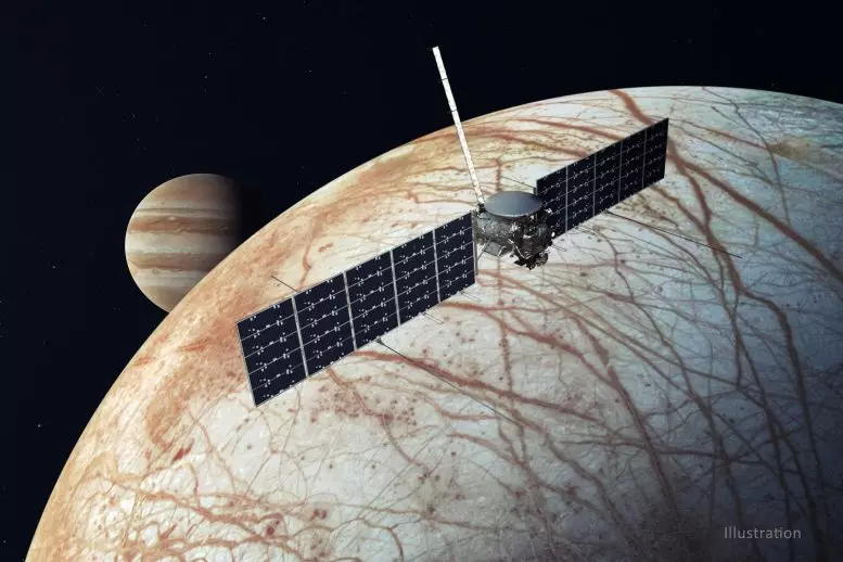 Ilustração da nave espacial Europa Clipper