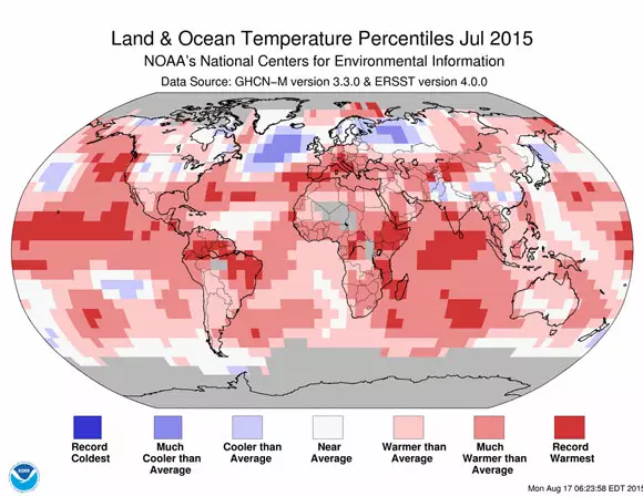 Juli 2015 De warmste maand ooit geregistreerd