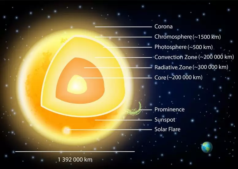 Schemat struktury słońca