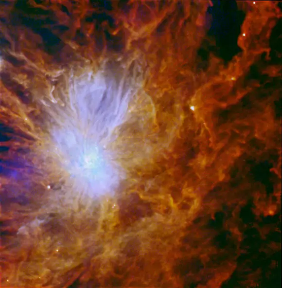 Herschel Space Observatory Views Feathery Filaments yn Mon R2