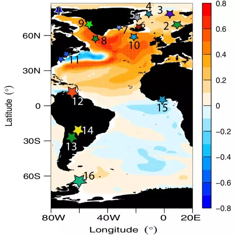 Huella dactilar de la temperatura de la superficie del mar de AMOC