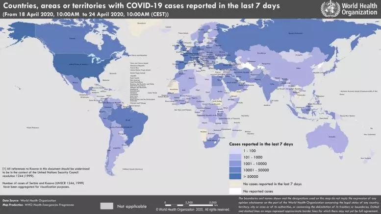 แผนที่ COVID-19 Coronavirus 24 เมษายน