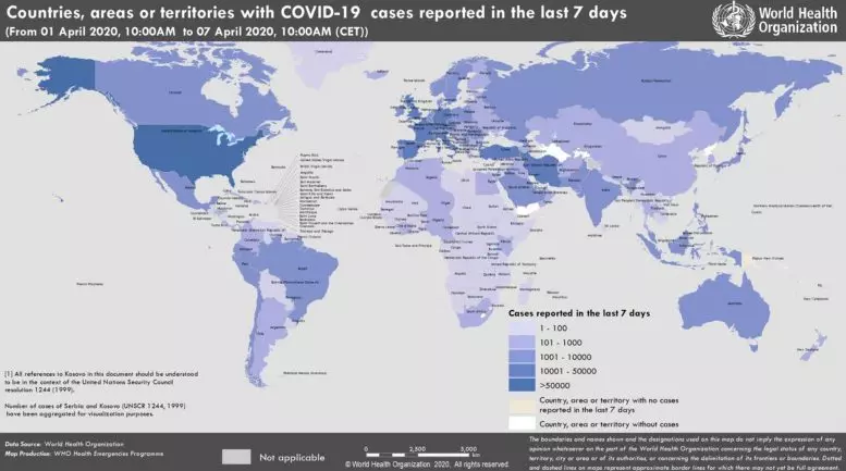Карта каранавіруса COVID-19 7 красавіка