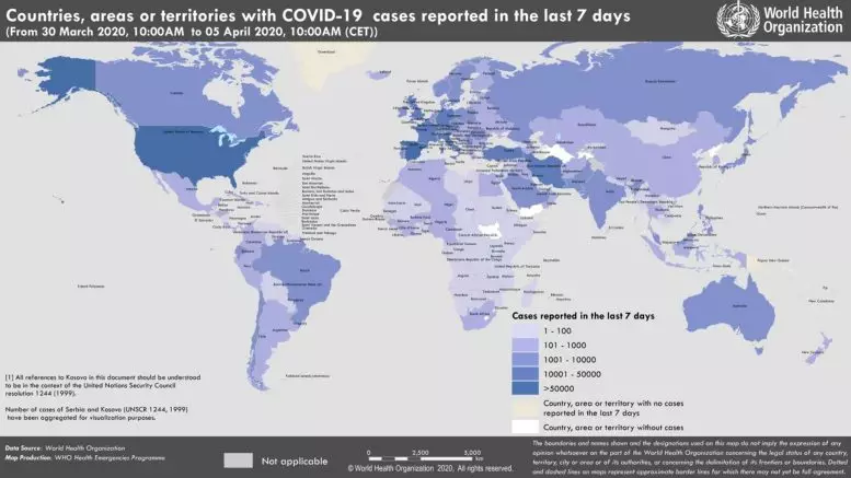 แผนที่ COVID-19 Coronavirus 5 เมษายน