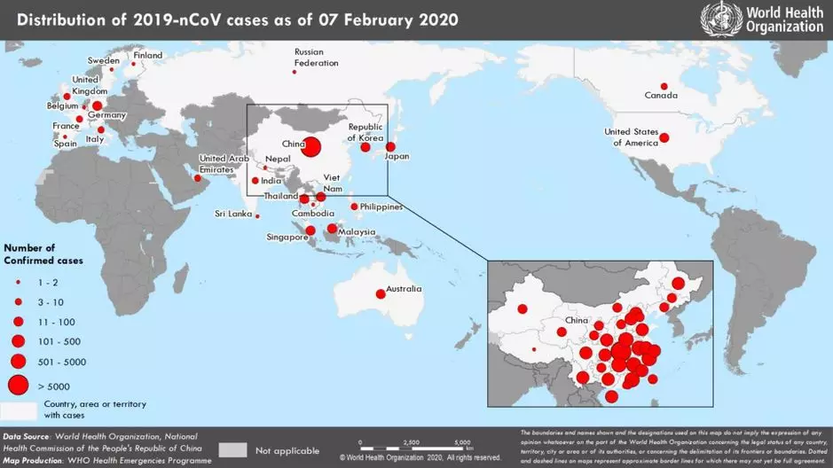 Carte du coronavirus 7 février