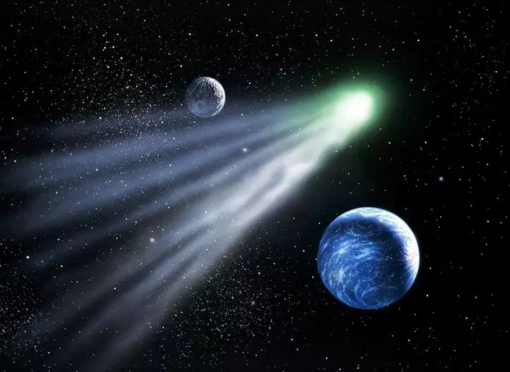 Sklandančios kometos iliustracija