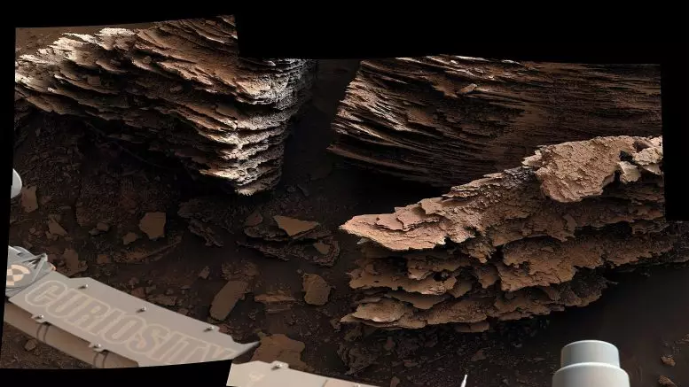 Curiosity Mars Rover Layered, Flaky Rocks