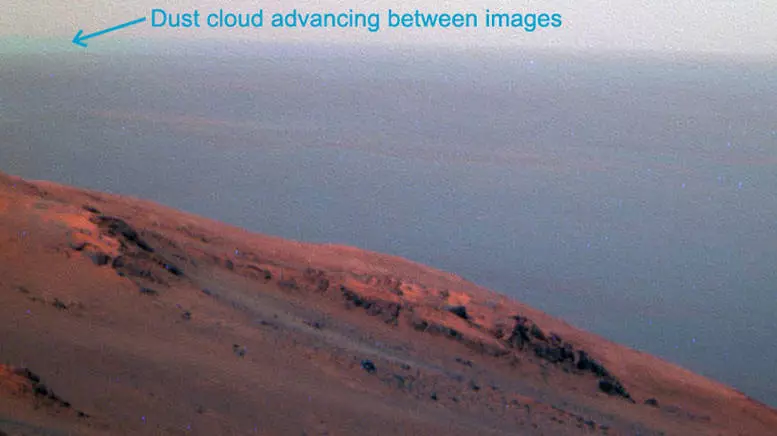 ภาพสีเท็จจาก Mars Exploration Rover ของ NASA แสดง Dust Cloud