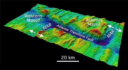 Atlantis Massif, මෙම අත්ලාන්තික් සාගර මුහුදු තීරයට මායිම් වන දෝෂය පෙන්වයි