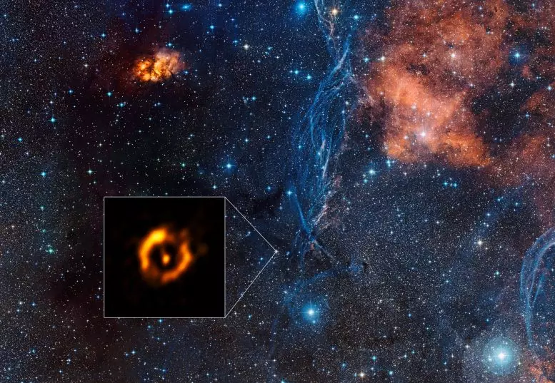 ವಯಸ್ಸಾದ ಡಬಲ್ ಸ್ಟಾರ್ IRAS 08544 4431 ಸುತ್ತಲೂ ಧೂಳಿನ ಉಂಗುರ