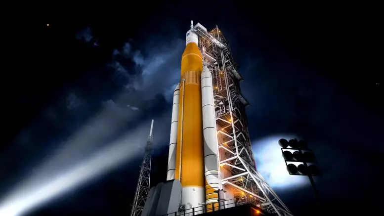 SLS Rakéit an Orion Raumschëff