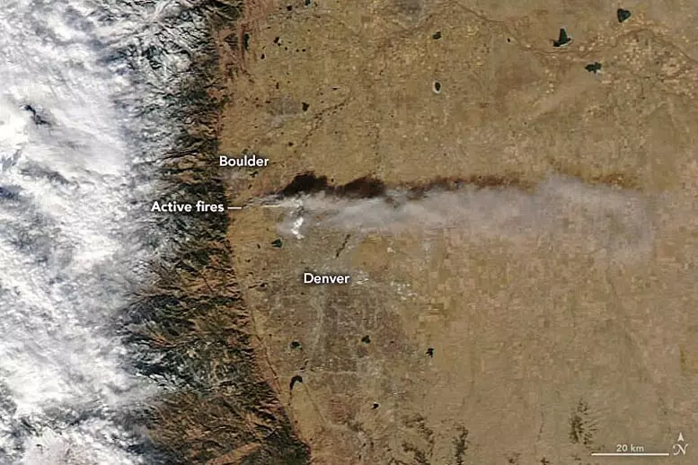 Tempête de feu urbaine hivernale du Colorado annotée