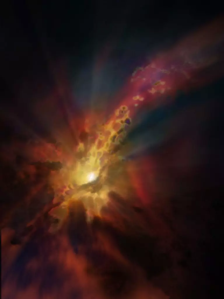 Истечение молекулярного газа из активной галактики со звездообразованием
