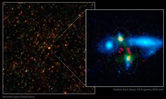 Golygfeydd Herschel yn Uno Galaethau HXMM01