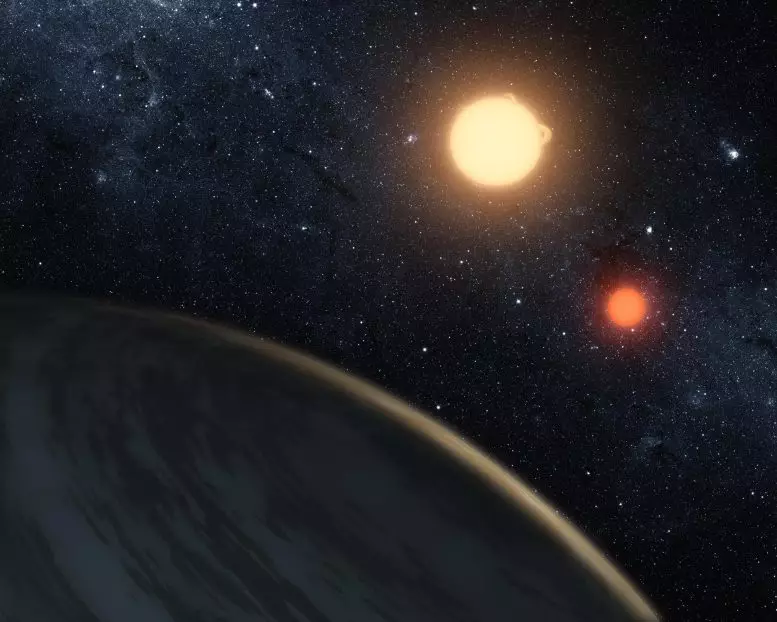 Tatooine-ähnlechen Exoplanéit mat zwee Sonnen, déi vum Buedem-baséierten Teleskop festgestallt ginn 53827_1