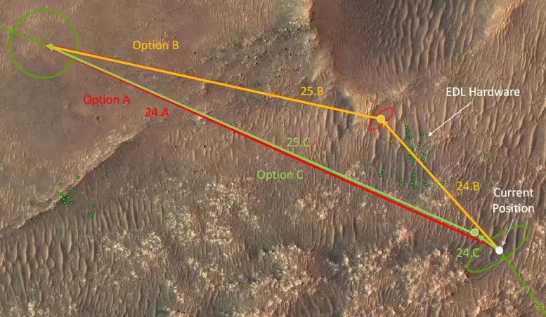 Mars Helikopter Route Optiounen Aus Séítah