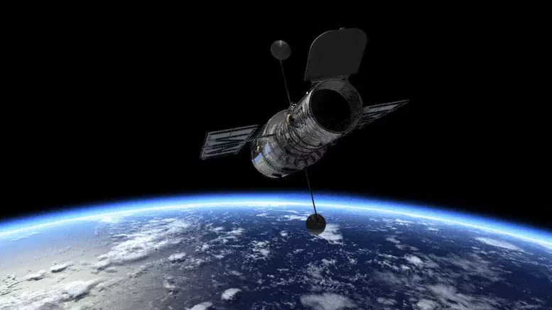 Hubble Space Telescope Over Earth 3D-animasjon