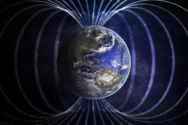 Il·lustració del camp magnètic terrestre
