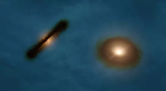 ALMA descobre un planeta desalineado formando discos de gas arredor de dúas estrelas novas