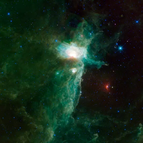 Lub Nplaim Nebula zaum ntawm lub duav sab hnub tuaj ntawm Orion tus Hunter