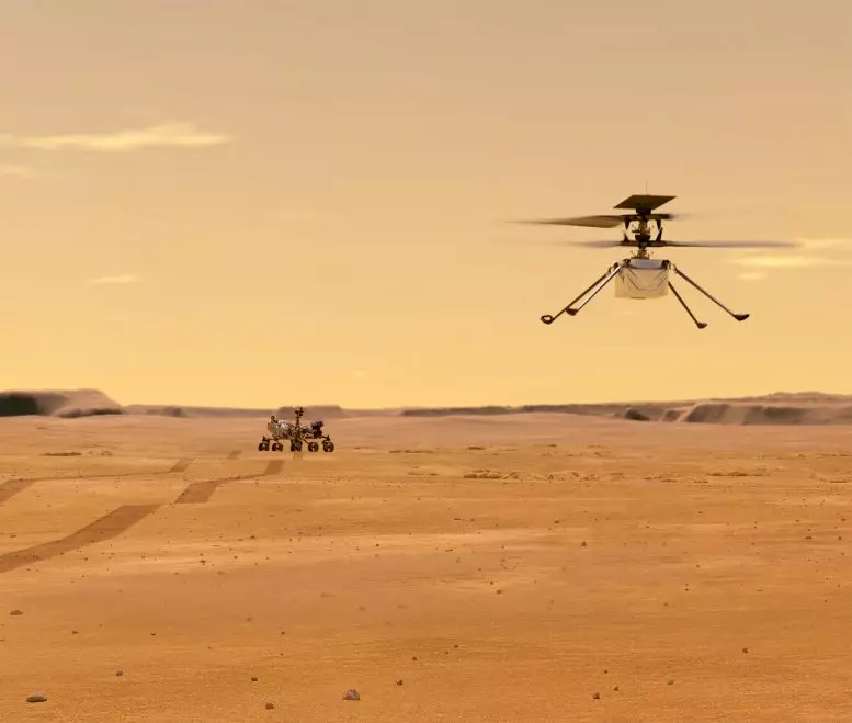 Helikopter boven volharding op Mars