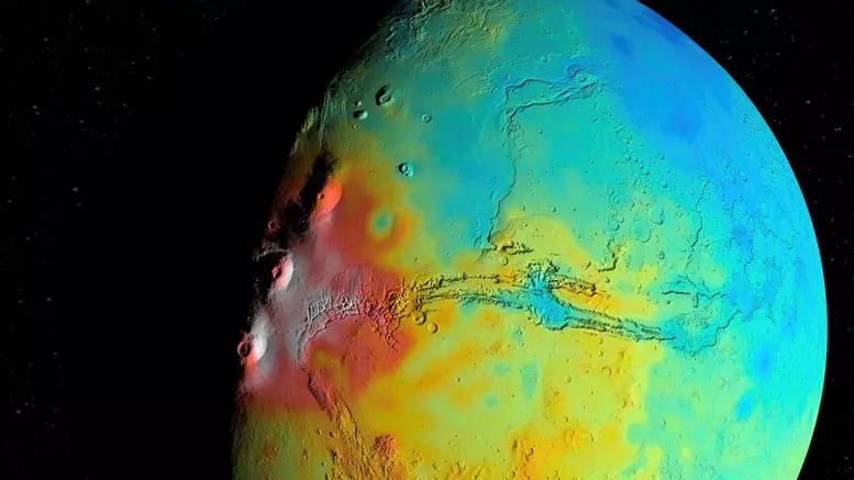 Nuwe gravitasiekaart van Mars dui daarop dat dit 'n poreuse kors het