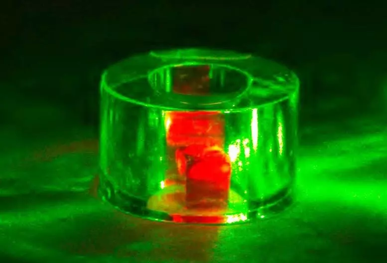 Maser oświetlony zielonym światłem lasera