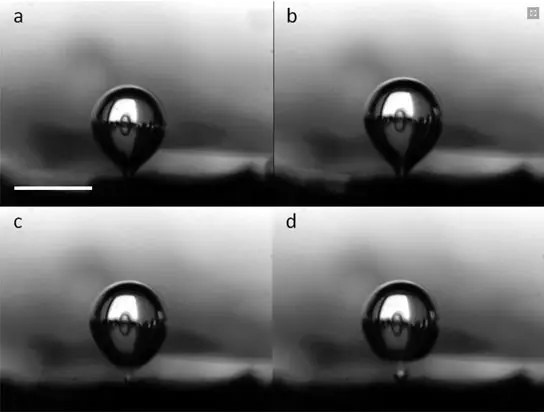 Imaxes de lapso de tempo da saída de burbullas de vapor nas superficies microestructuradas