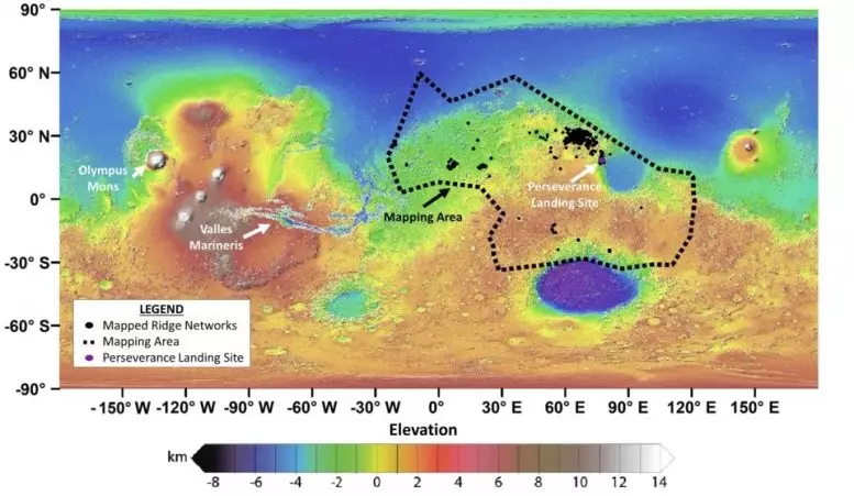 Nexşeya Tora Polygonal Ridge li ser Marsê